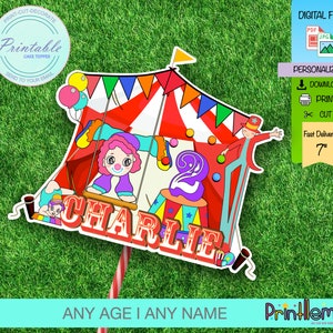 Circus Cake Topper Printable Circus Cake Decorations Personalized ...