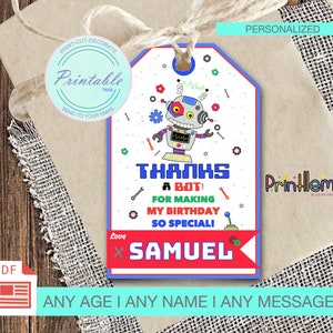 Robot, Personalized Robot Party Favor Tags, Birthday Thank You Tags ...