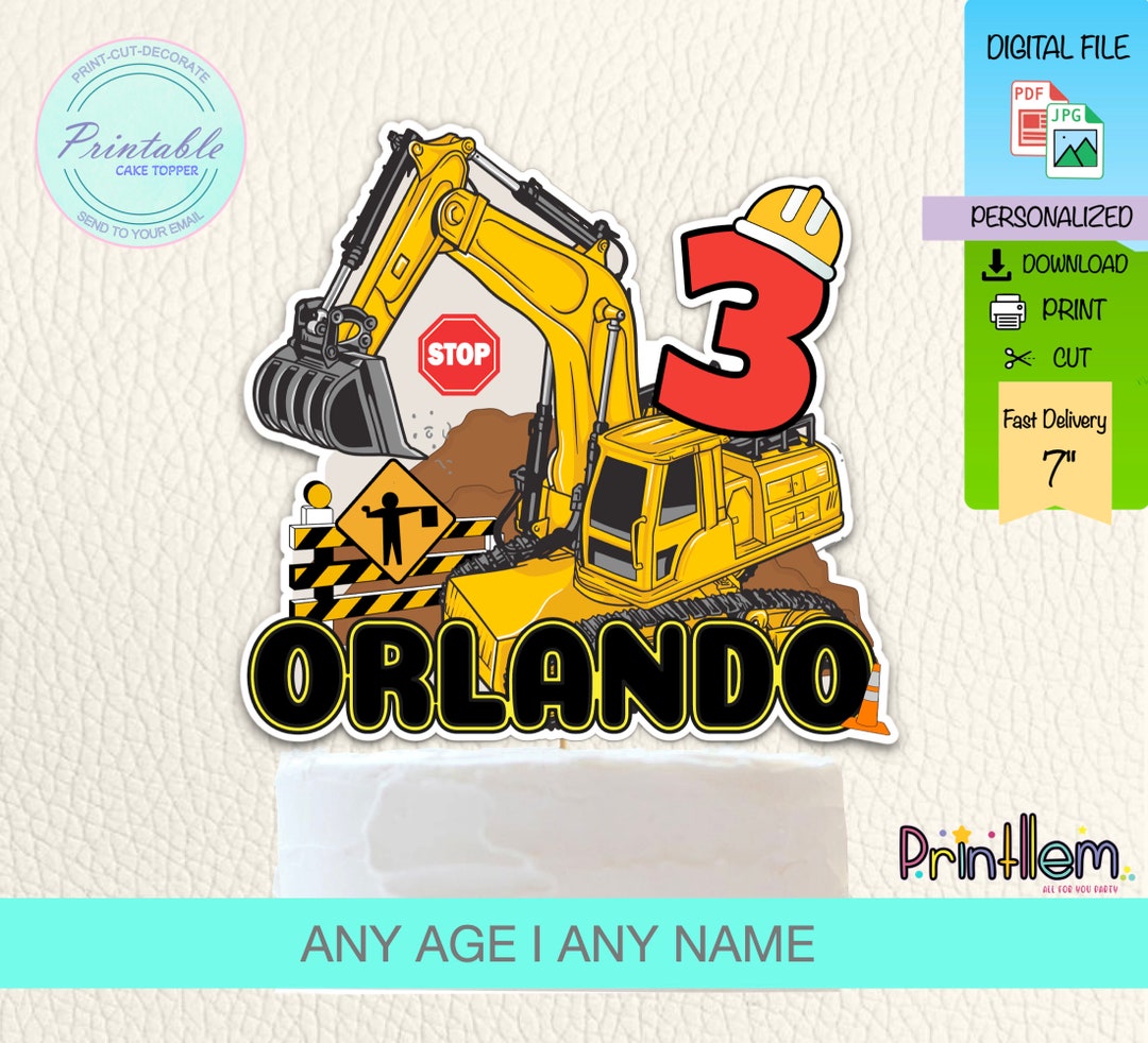 Construction Cake Topper Printable Construction Birthday Decorations ...