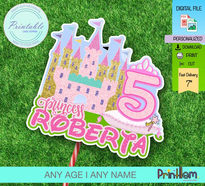 Princess Castle Cake Topper,printable Princess Cake Topper, Princess ...
