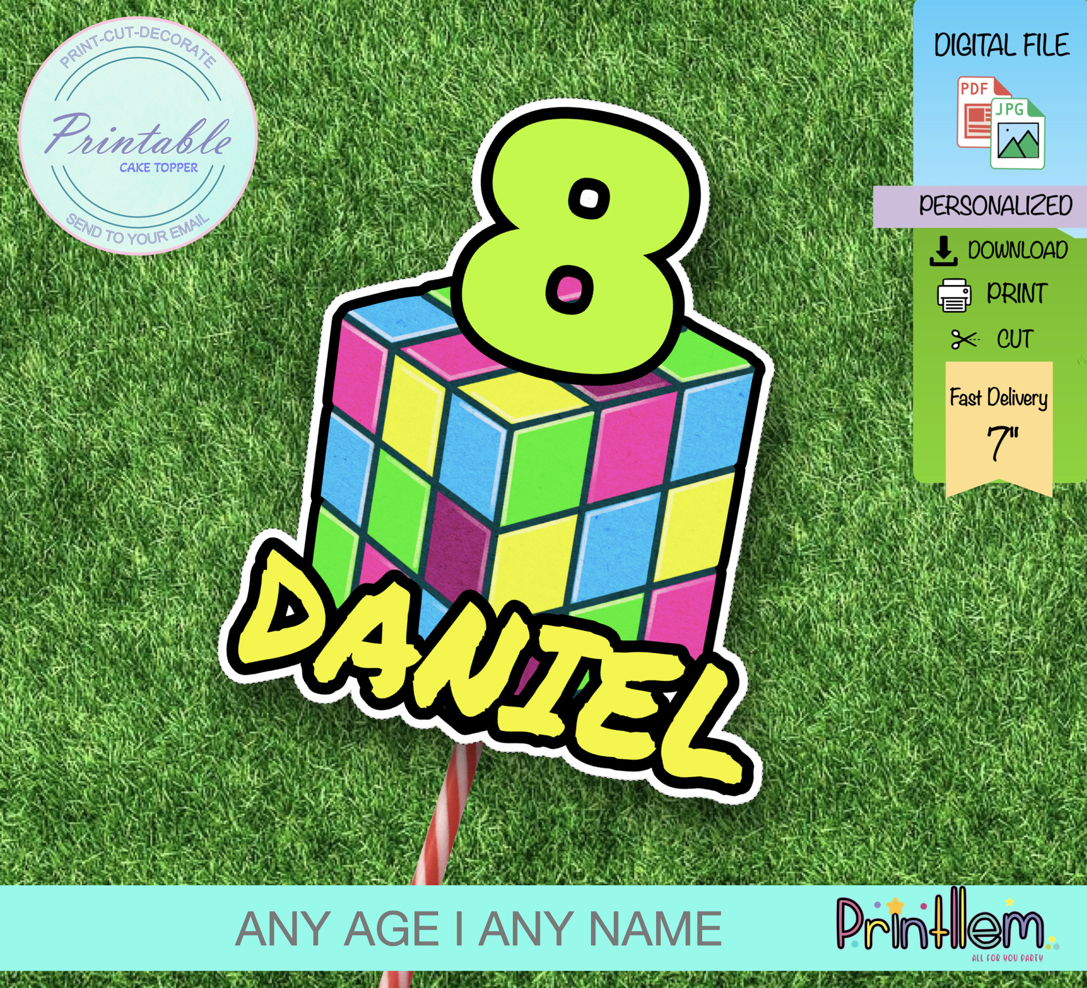 Rubik Cake Topper Printable Rubik Cube Cake Topper Personalized Cake ...