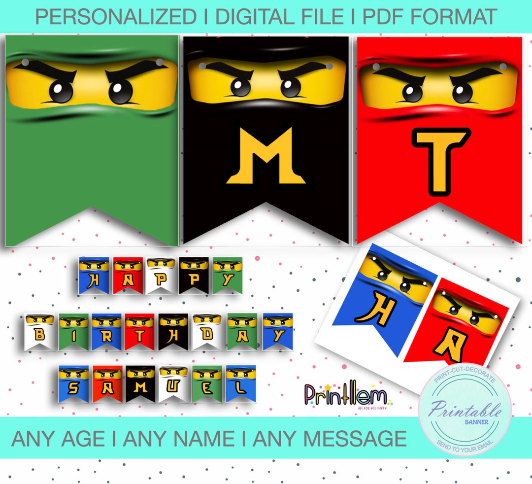 Ninja Banner Ninja Printable Banner Ninja Birthday Party Decorations ...