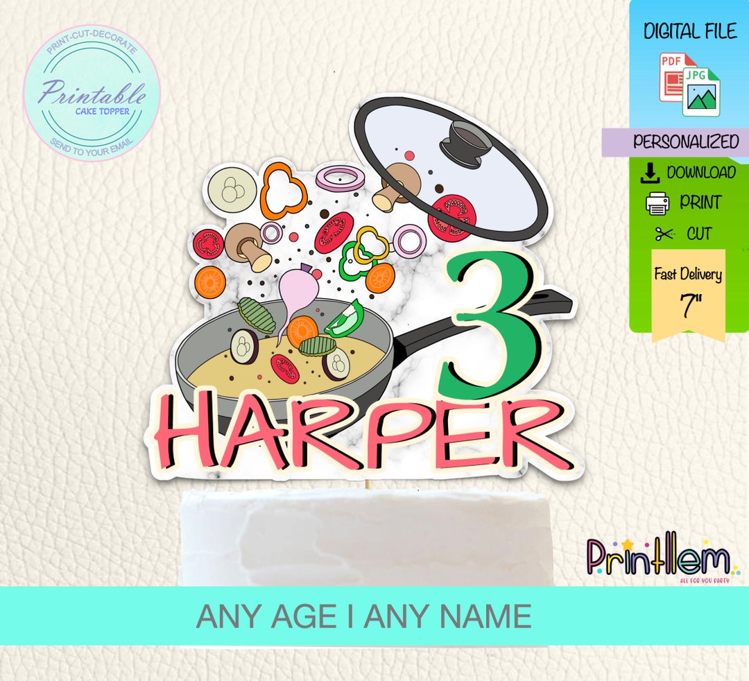 Chef Party Cake Topper Printable Cooking Cake Topper Birthday Chef ...