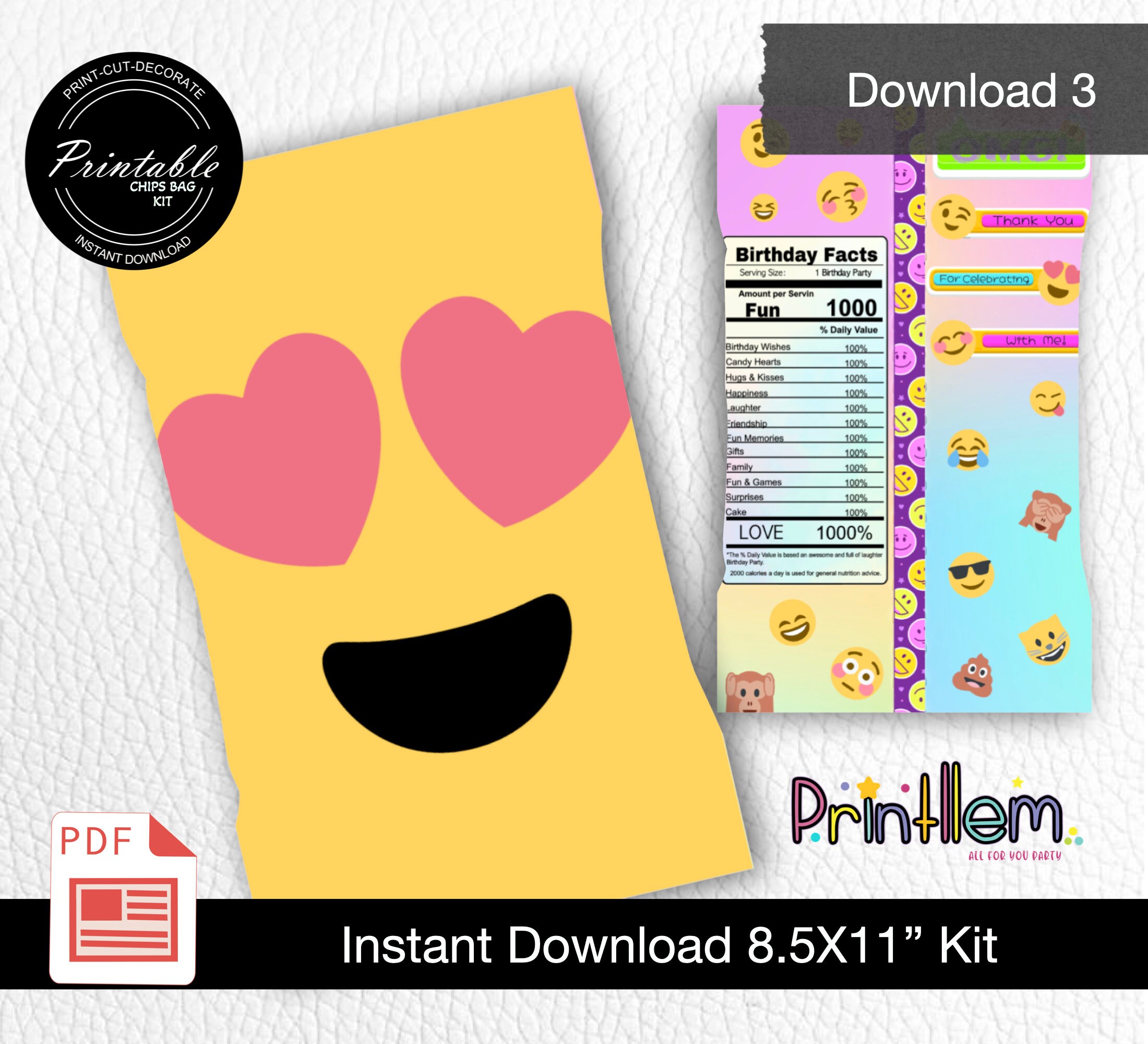 Kit Emoji Chips Bag Emoji Chip Bag Birthday Emoji Party Favors ...