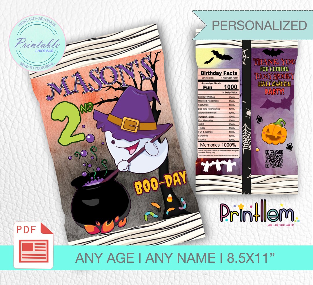 Halloween Printable Chip Bag Halloween Party Favors Halloween Chip Bag ...