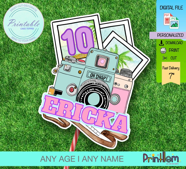 Camera Cake Topper Printable Photography Cake Decorations - Etsy