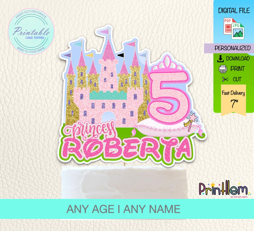 Princess Castle Cake Topper,printable Princess Cake Topper, Princess ...