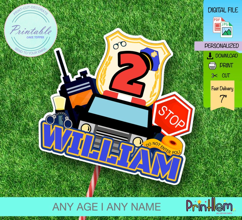 Police Officer Cake Topper Printable Police Cake Topper Wrappers ...