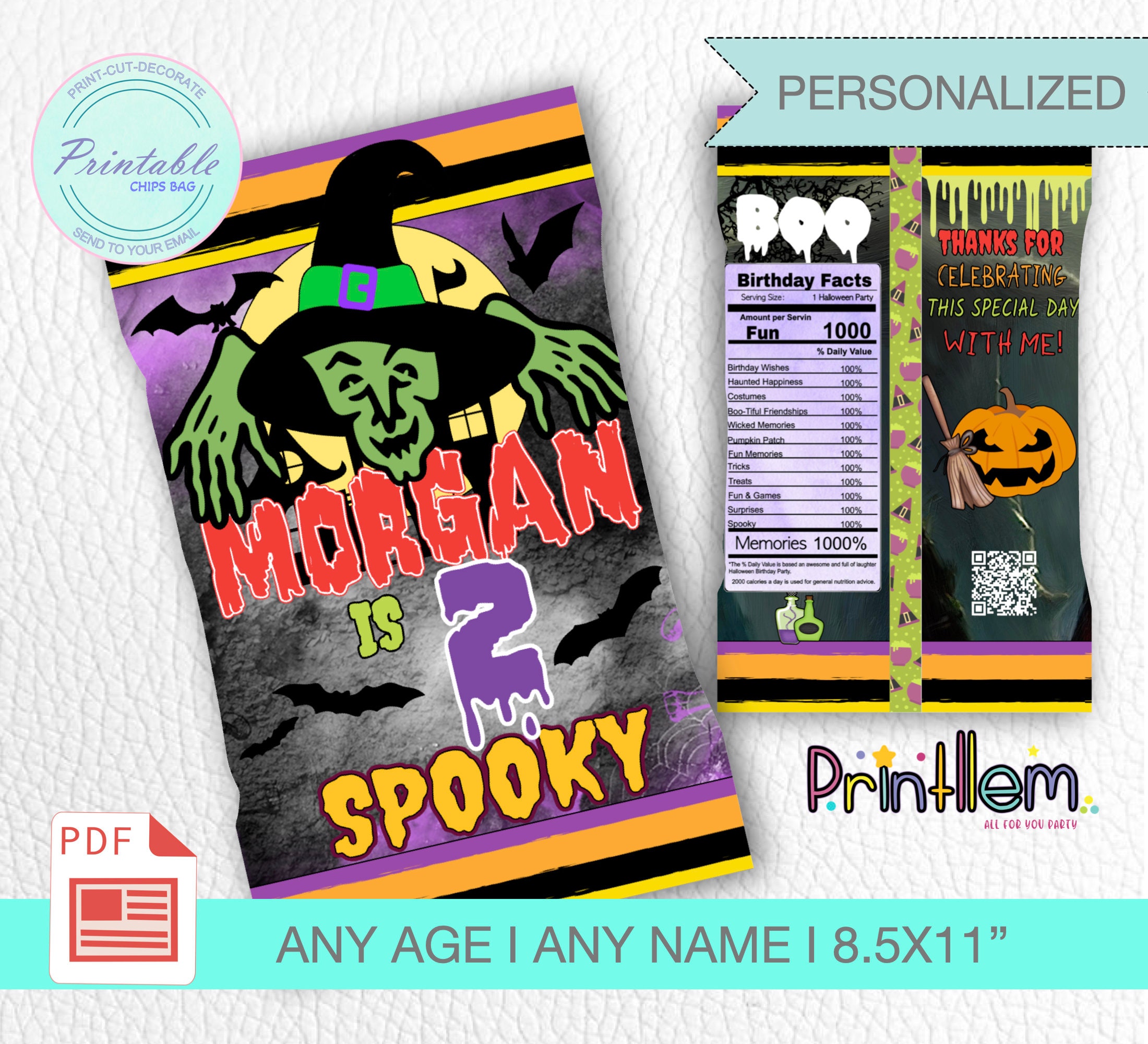 Halloween Chip Bag Personalized Halloween Scary Party Chip Bag ...