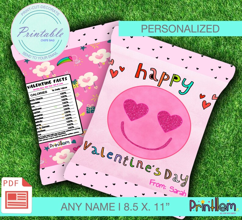 Personalized Valentine's Day Chips Bag: Printable Treat, Printable ...