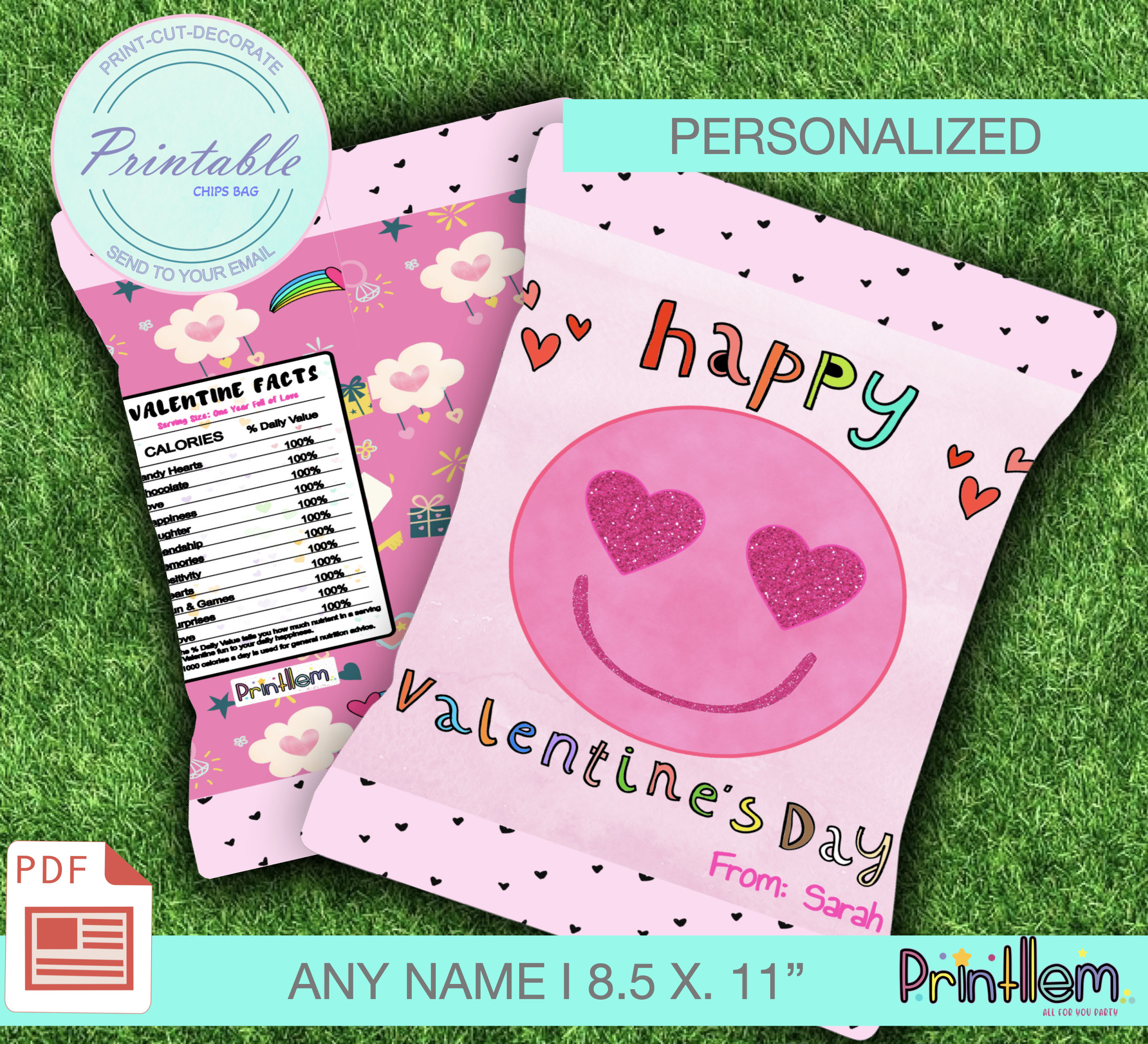 Personalized Valentine's Day Chips Bag: Printable Treat, Printable ...