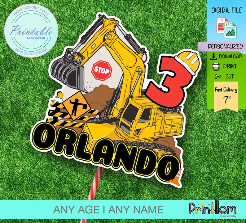 Construction Cake Topper Printable Construction Birthday Decorations ...