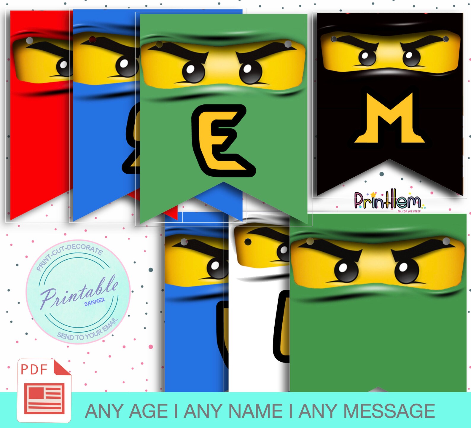 Ninja Banner Ninja Printable Banner Ninja Birthday Party Decorations ...