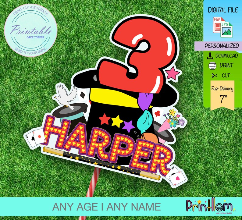 Magic Show Cake Topper Printable Magic Hat Cake Topper Personalized ...