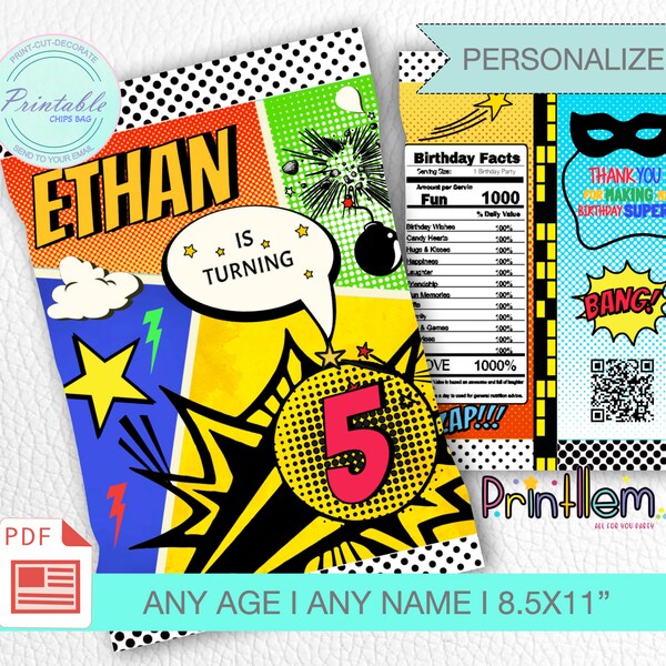 Superhero Chip Bag - Etsy