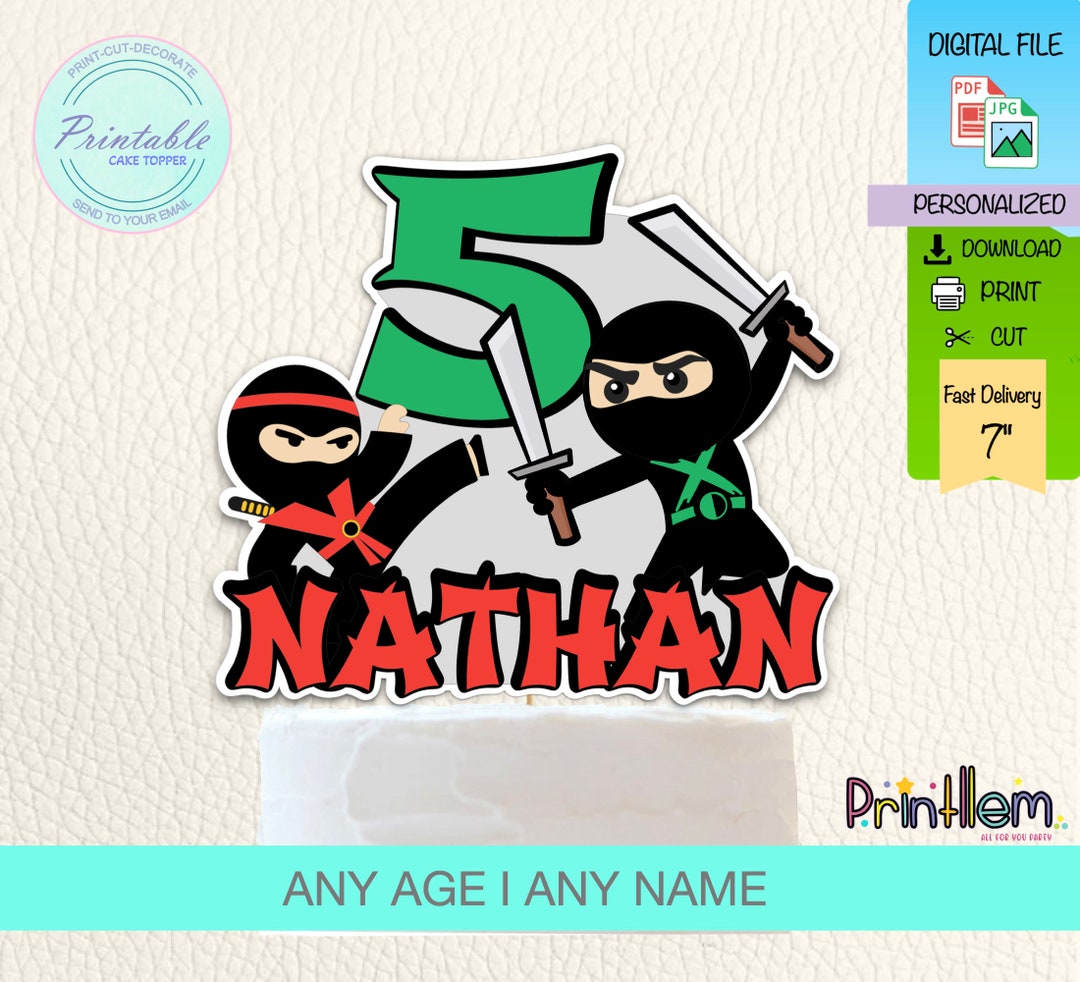 Personalized Ninja Cake Topper Printable Ninja Cake Decorations Ninja ...