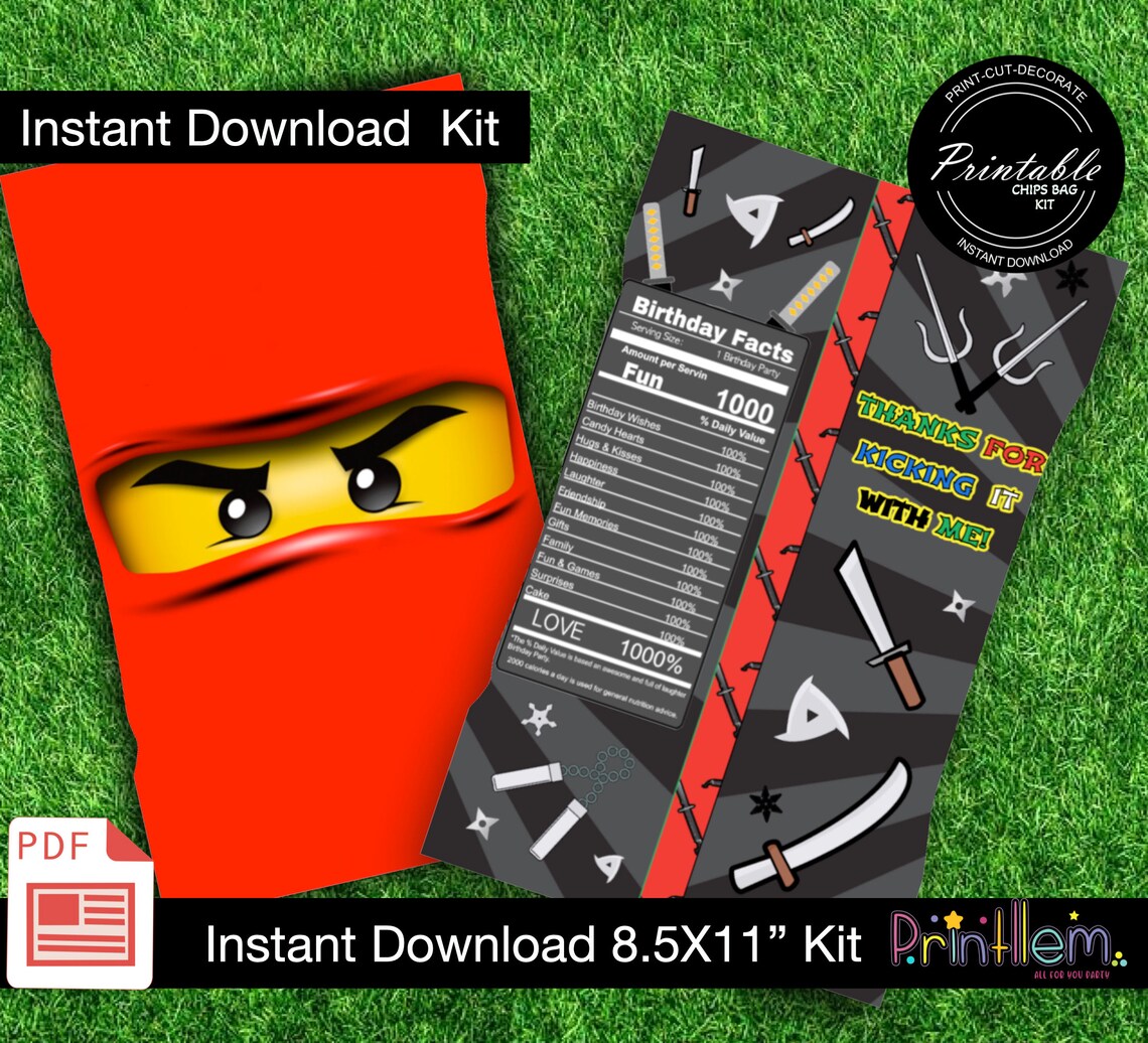 Ninja Chip Bag Printable Ninja Birthday Party Ninja Bundle Party Favors ...