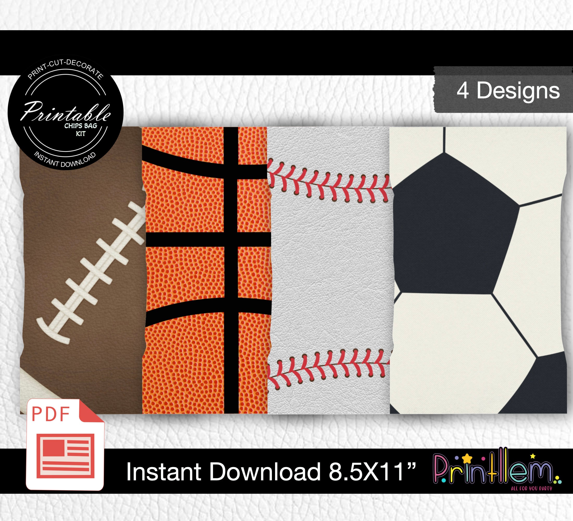Sports Chip Bag Printable Sports Kit Wrappers Chip Bag Instant Download ...