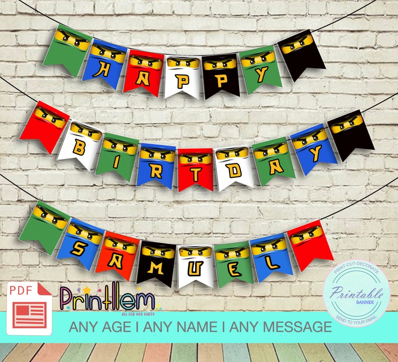 Ninja Banner Ninja Printable Banner Ninja Birthday Party Decorations ...