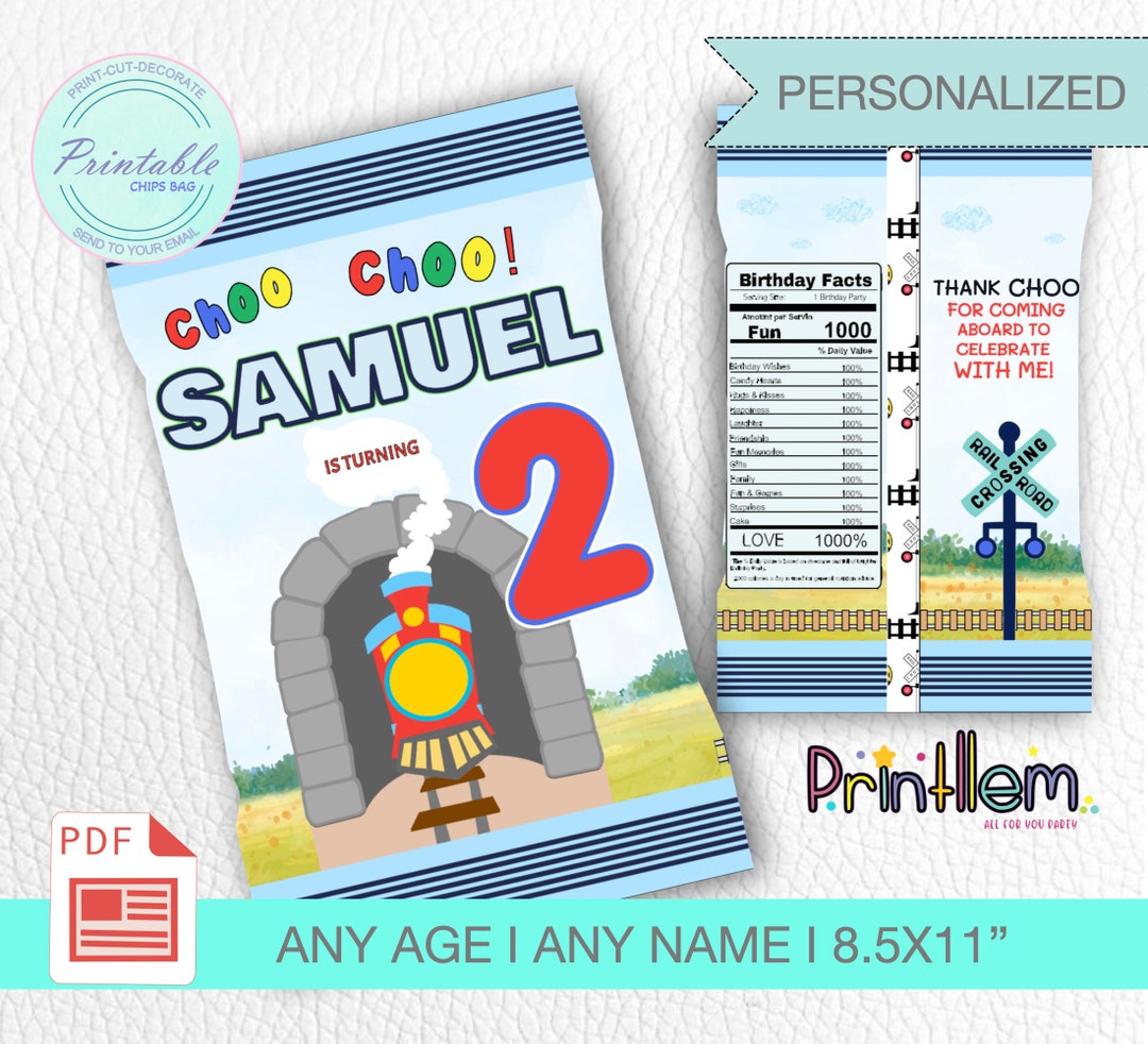 Train Birthday Chip Bag Train Party Decoration Train Party Snack Favors ...