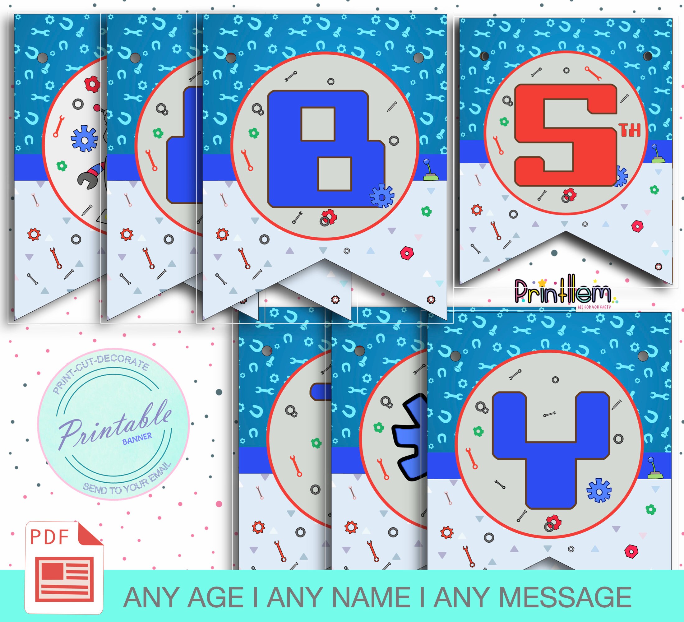 Robot Birthday Banner, Robot Birthday Party Decorations, Personalized ...