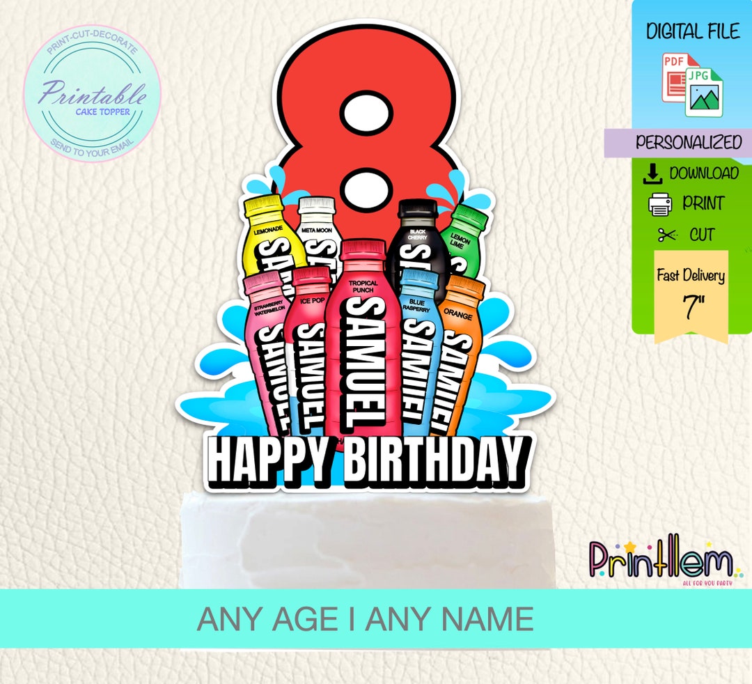 Hydration Bottle Cake Topper Printable Hydration Bottle Cake ...
