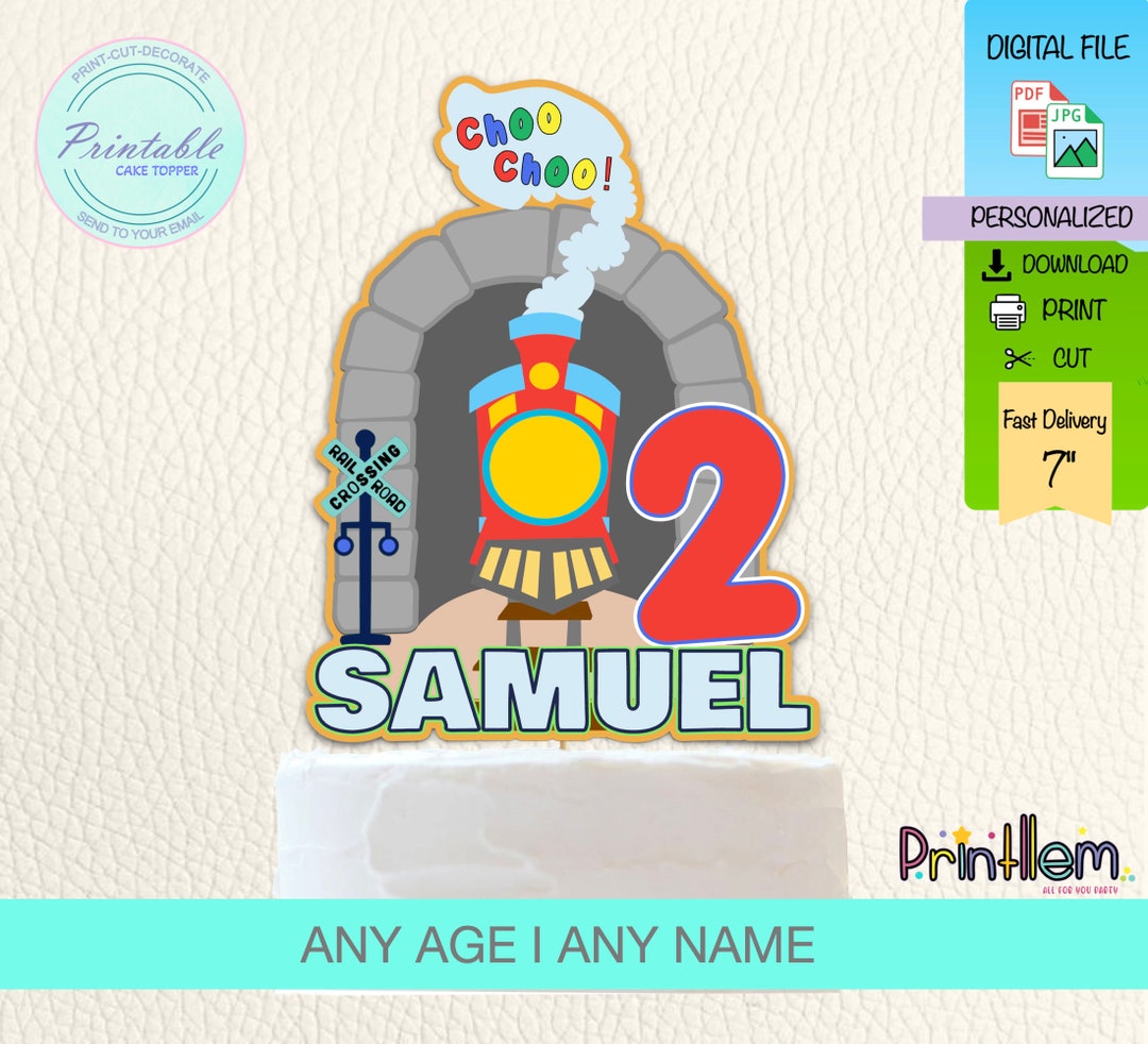 Printable Personalized Train Birthday Cake Topper, Train Birthday ...