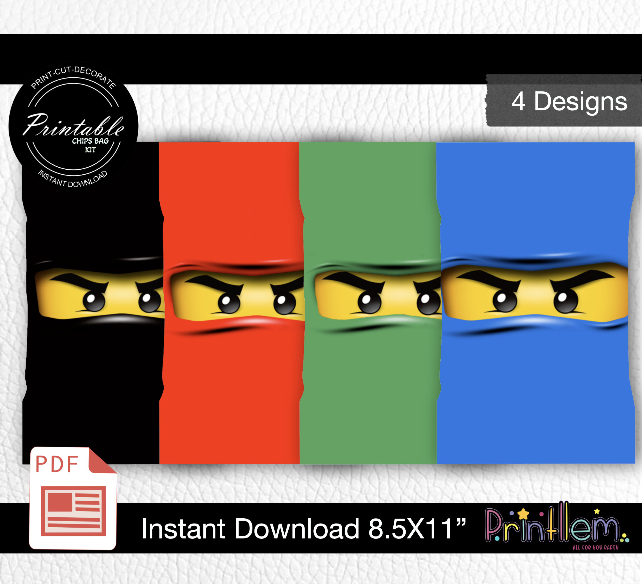 Ninja Chip Bag Printable Ninja Birthday Party Ninja Bundle Party Favors ...