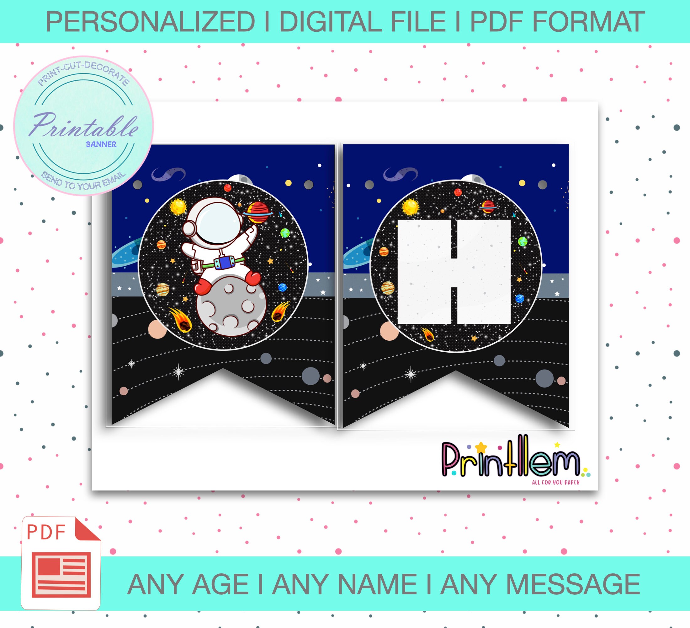 Printable Outer Space Banner Personalized Birthday Banner Sign Space ...