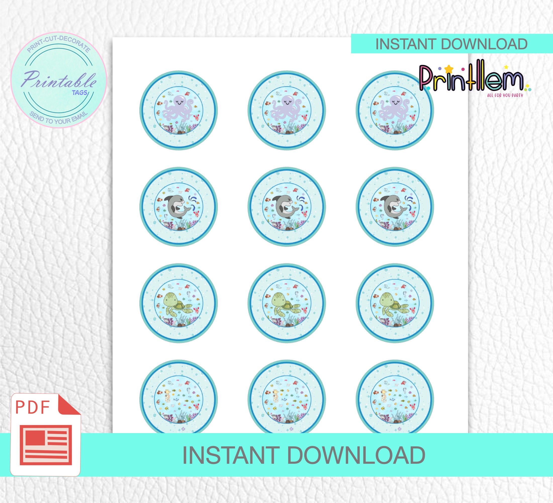 Under the Sea Cupcakes Toppers, Printable Sea Animals Cake Decorations ...
