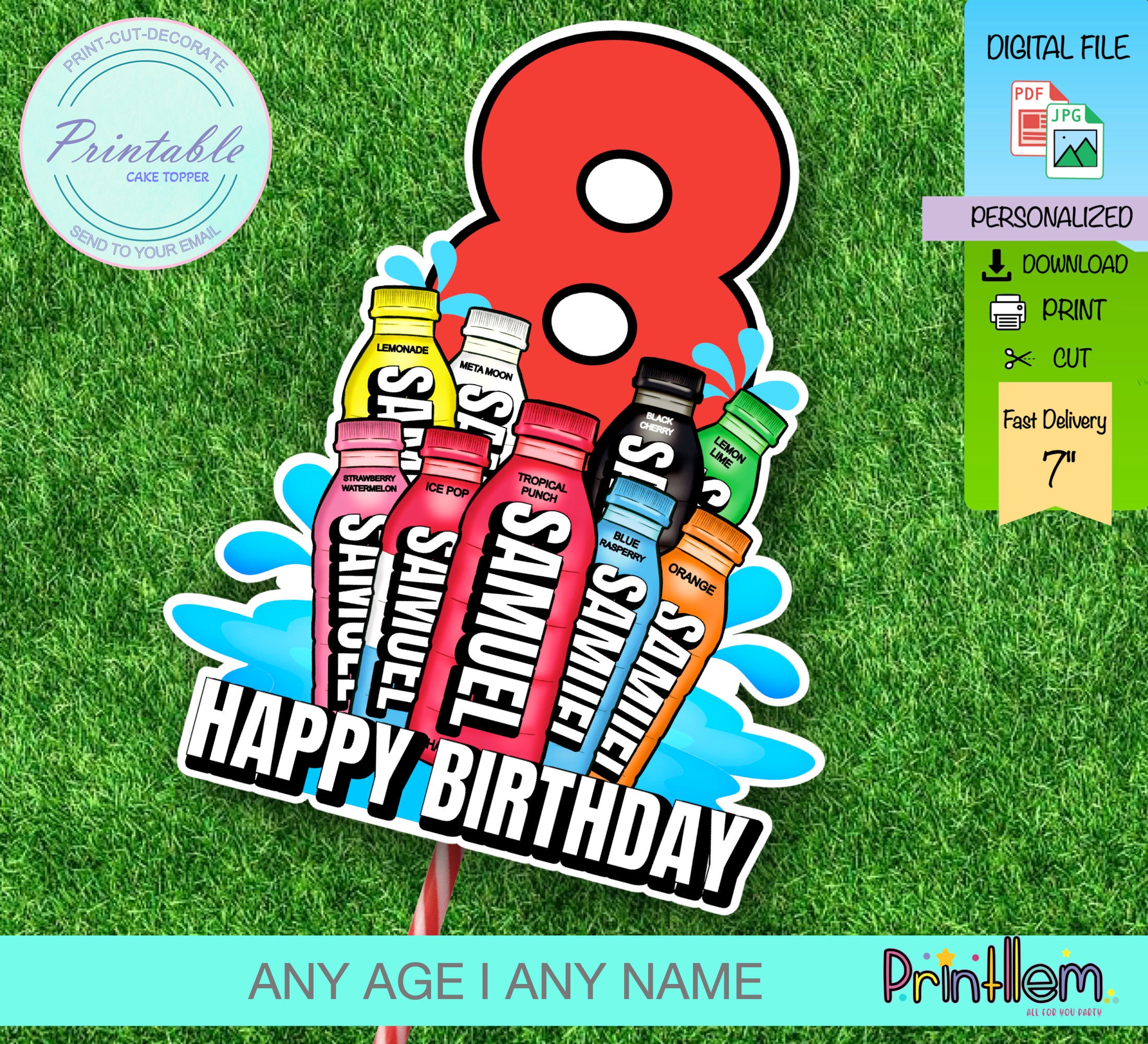 Hydration Bottle Cake Topper Printable Hydration Bottle Cake ...
