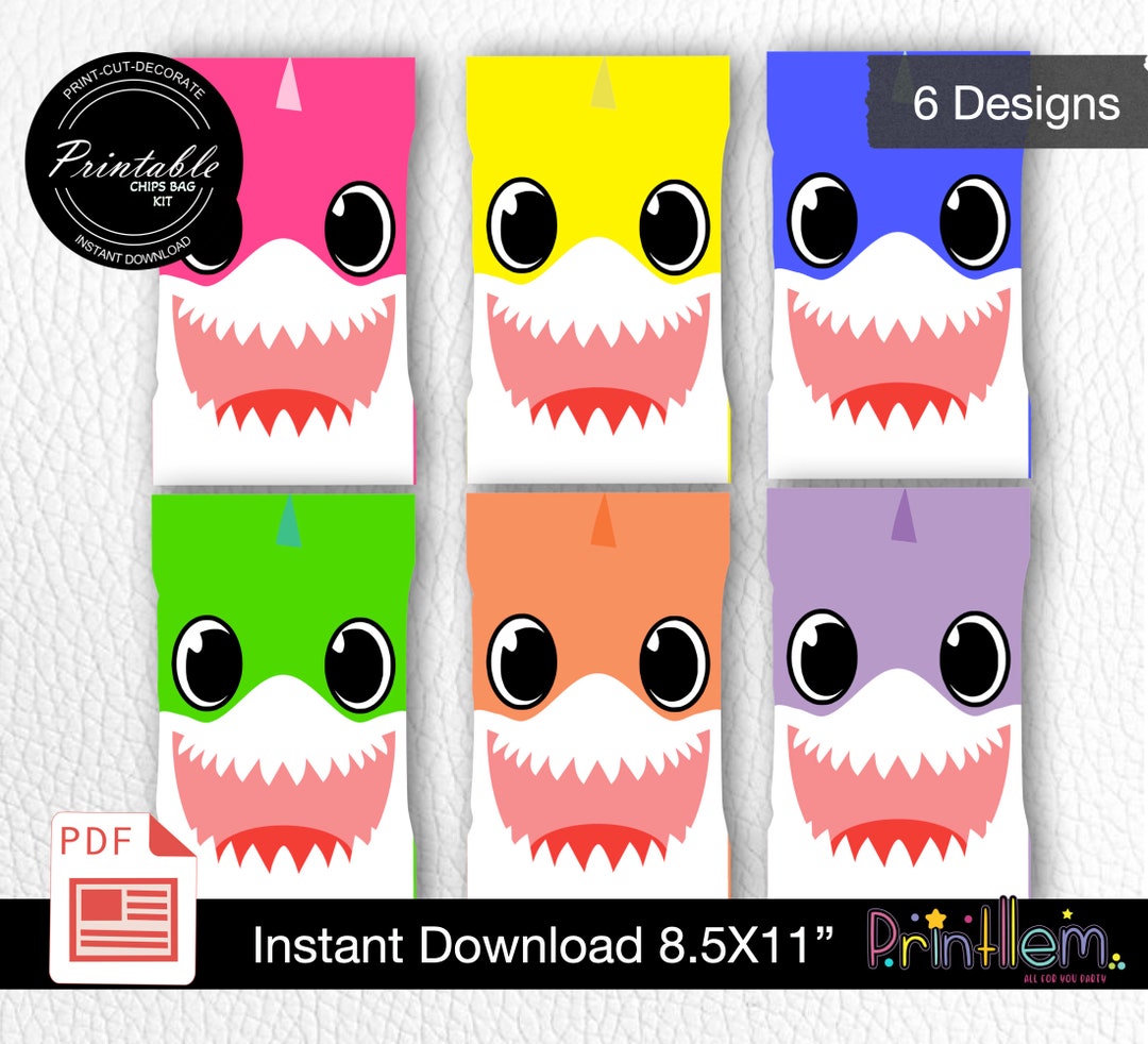 Kit Shark Chips Bag Shark Chip Bag Birthday Shark Party Favors ...