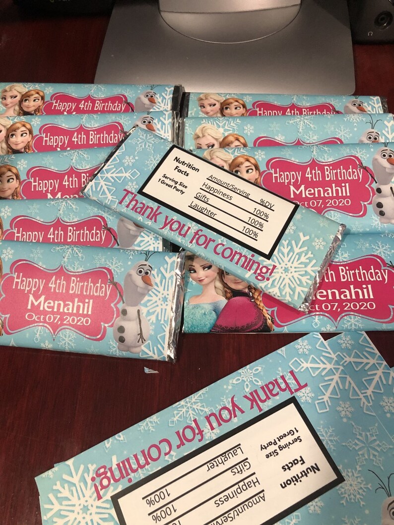Frozen Birthday Custom Chip Bags Hershey Chocolate Bar - Etsy