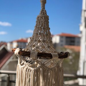 Wooden Macrame Hanging Lamp Macrame Light Fixture Bohemian - Etsy
