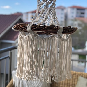 Wooden Macrame Hanging Lamp Macrame Light Fixture Bohemian - Etsy