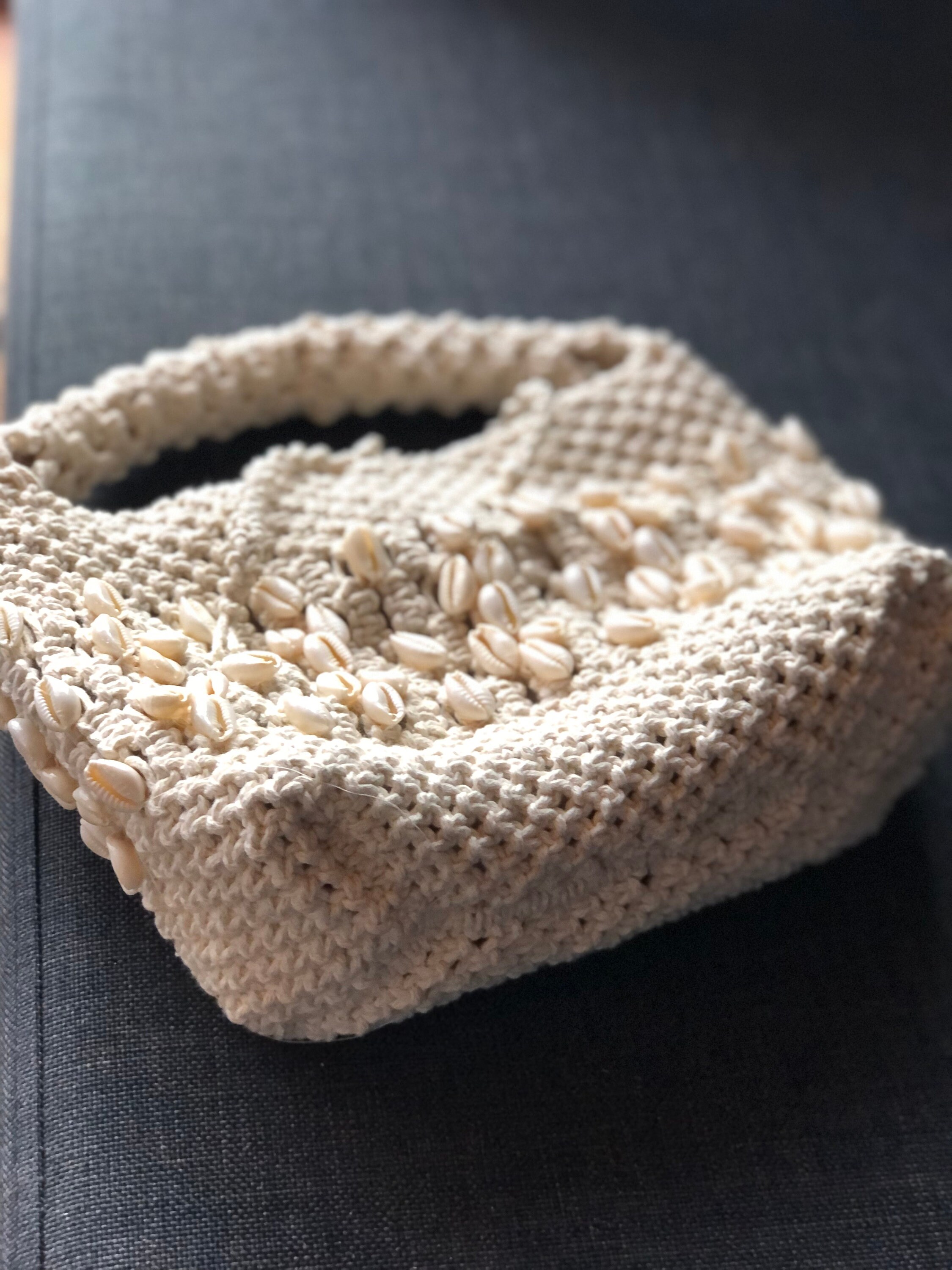 Macrame Handle Bag With Sea Shells, Handmade Purse, Handbag, White Bag ...