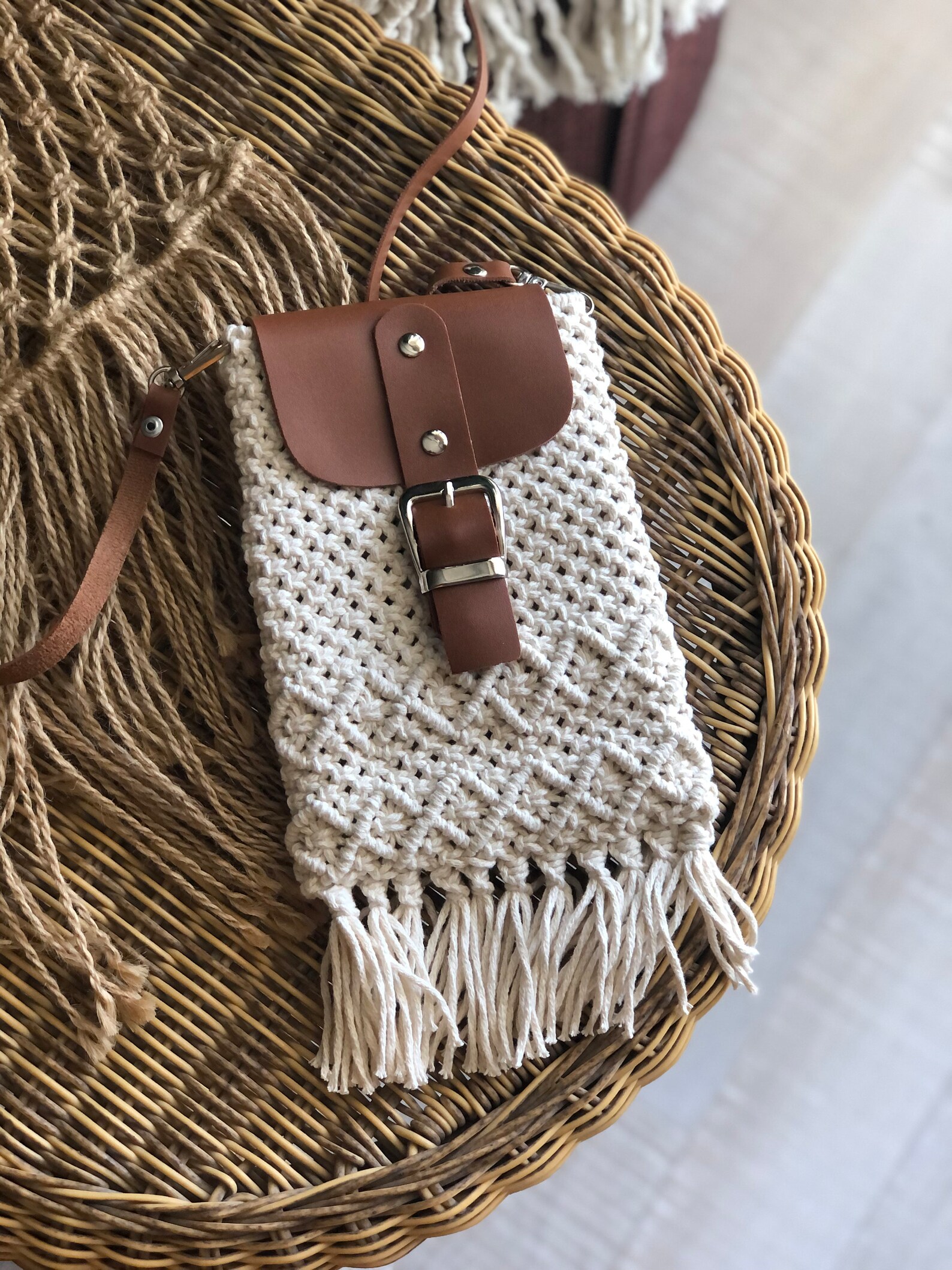 Macrame Phone Bag, Macrame Purse, Macrame Wallet, Phone Bag With ...