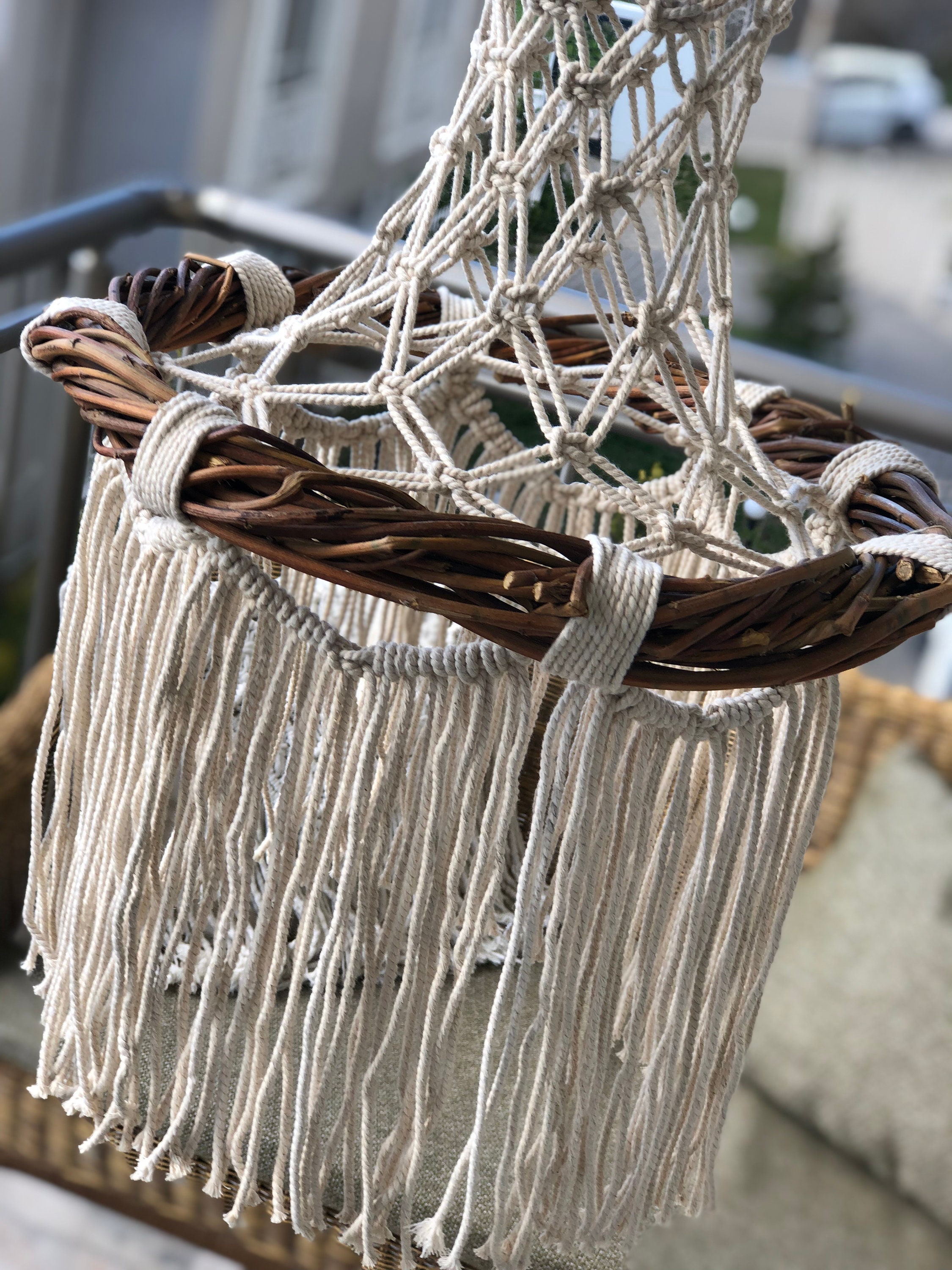 Wooden Macrame Hanging Lamp Macrame Light Fixture Bohemian - Etsy