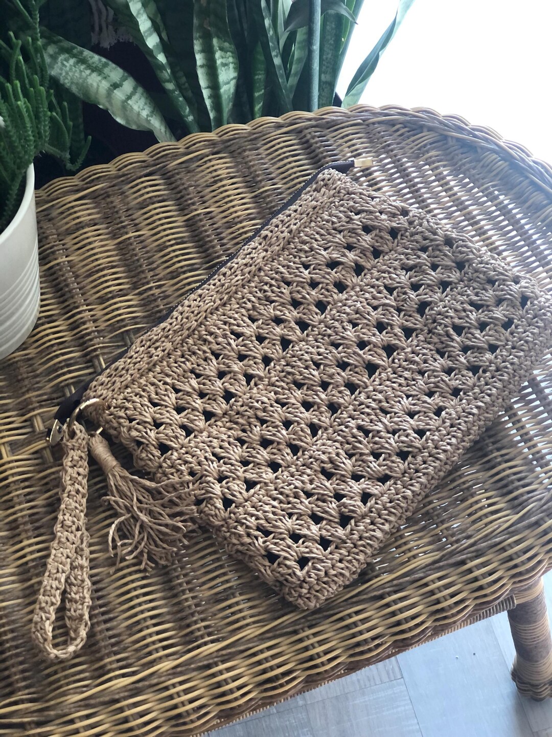 Crochet Clutch Bag, Raffia Foldover Pouch, Oversized Evening Bag - Etsy