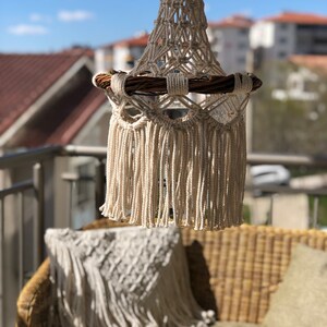 Wooden Macrame Hanging Lamp Macrame Light Fixture Bohemian - Etsy