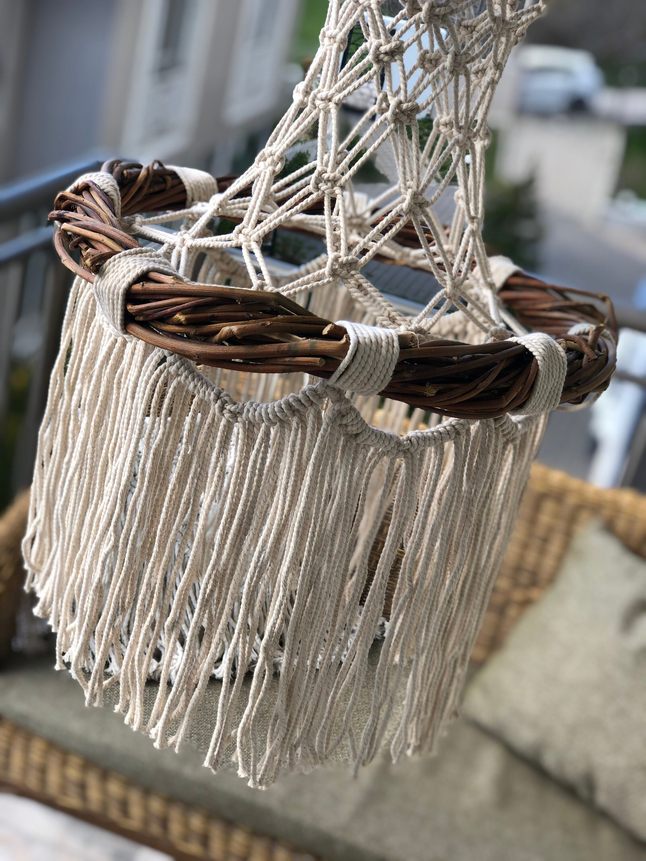 Wooden Macrame Hanging Lamp Macrame Light Fixture Bohemian - Etsy