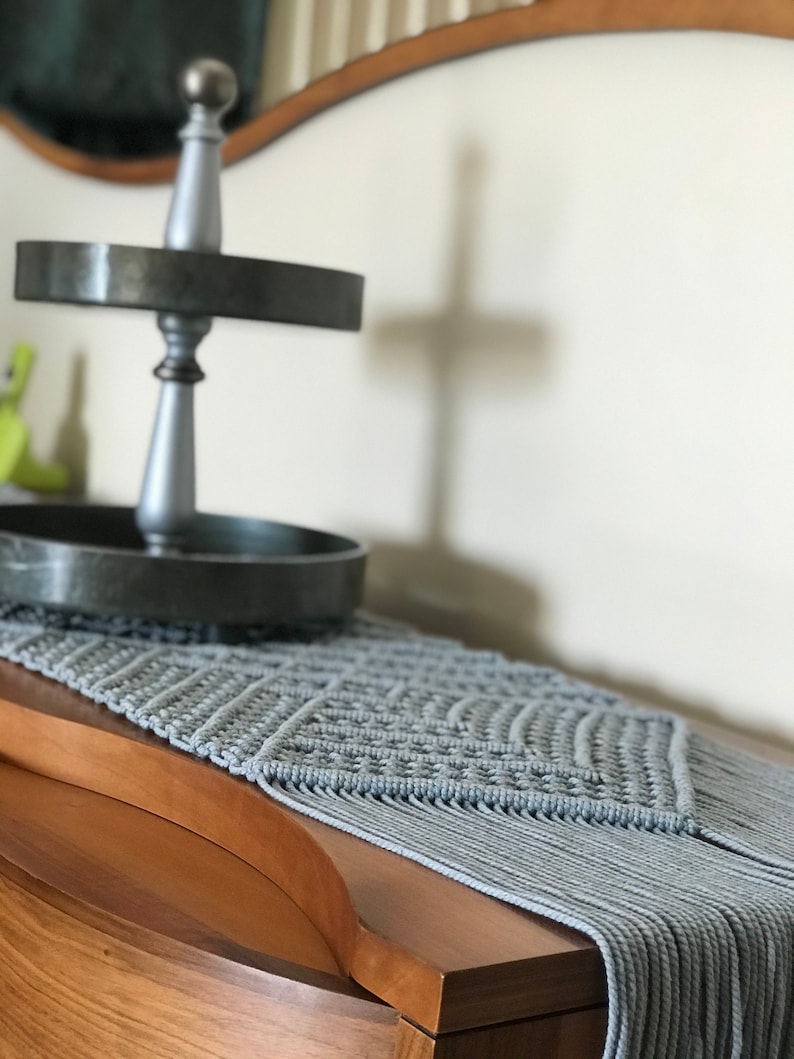 Macrame Table Runner, Gray, Modern, Table Centerpiece, Dinner Table ...