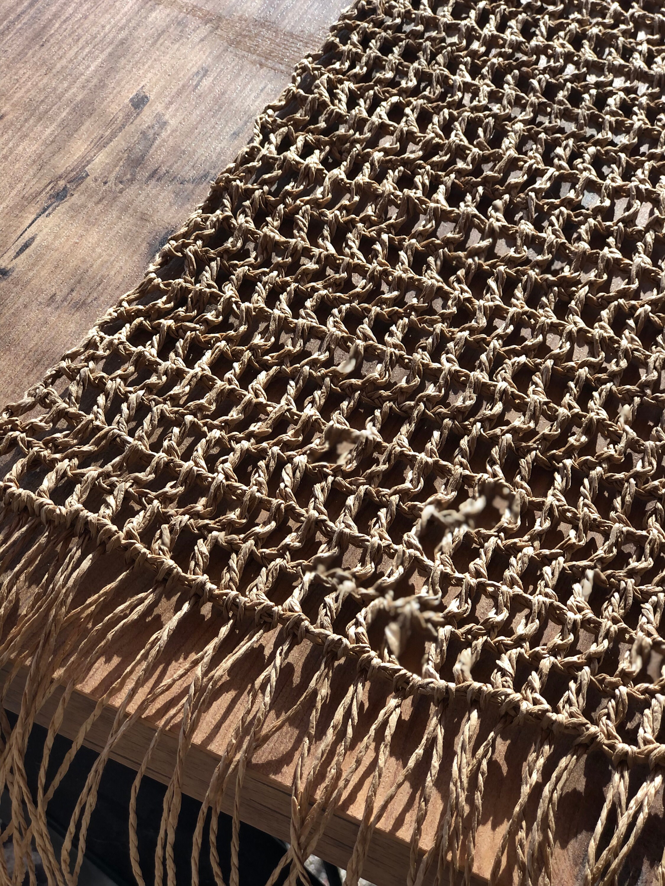 Crochet Table Runner Brown, Macrame Table Runner, Paper Rope, Farmhouse ...