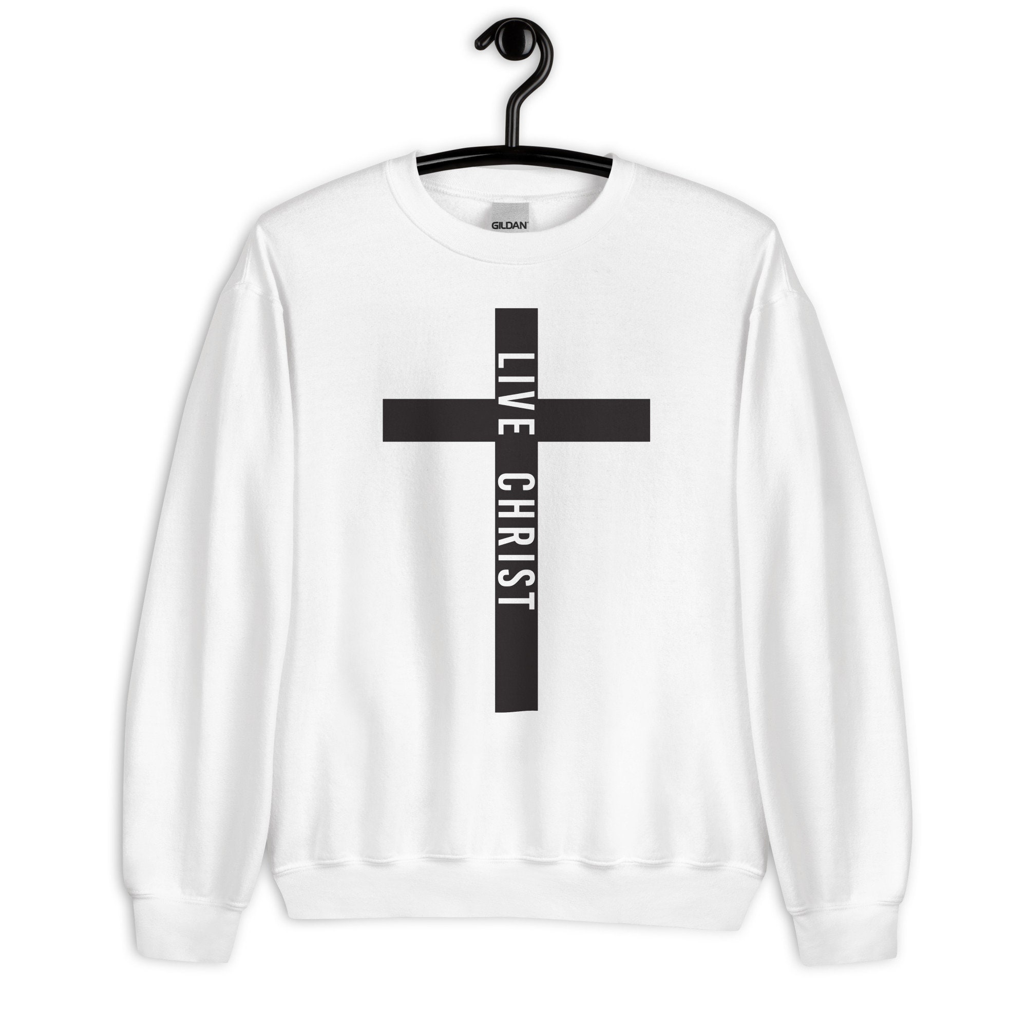 Live Christ Crucifix Crewneck Jumper - Religious Christian Gift - Etsy