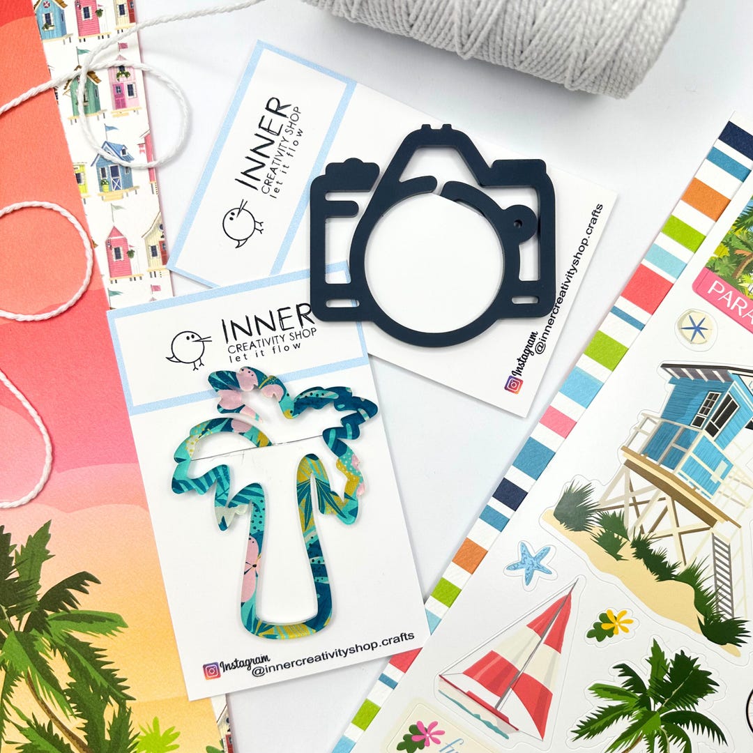 Palm Tree and Camera Acrylic Bookmark for Planners |books| Accessories ...