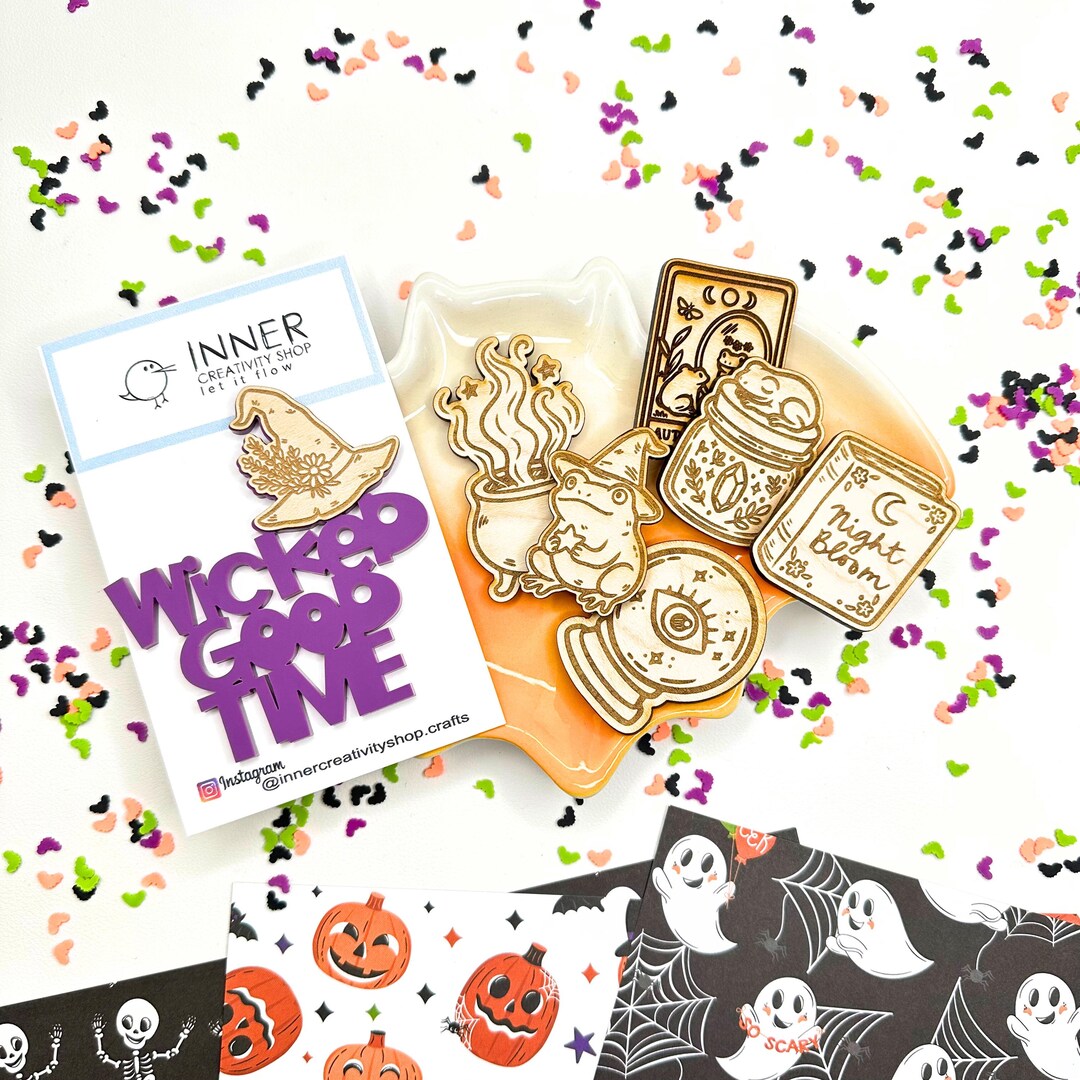 Wicked Good Time Acrylic & Wood Embellishment Set| for Scrapbooking ...