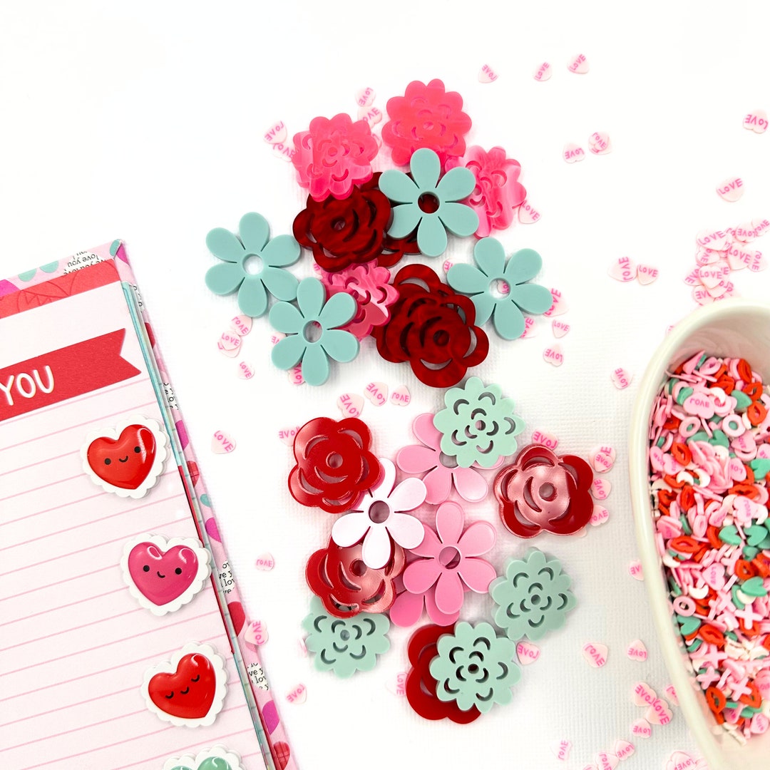 Floral Acrylic Confetti Embellishments for Scrapbooking| Paper Crafting ...