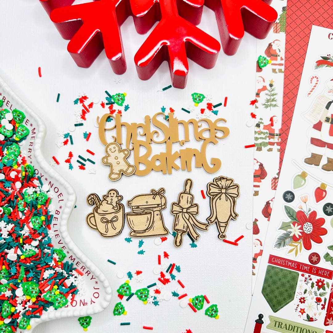 Christmas Baking Acrylic & Wood Embellishment Set |for Scrapbooking ...