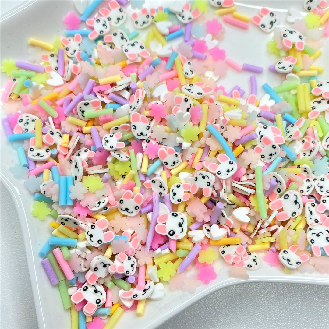 Bunny & Flower Clay Slices: Valentine's Day Sprinkles - Etsy