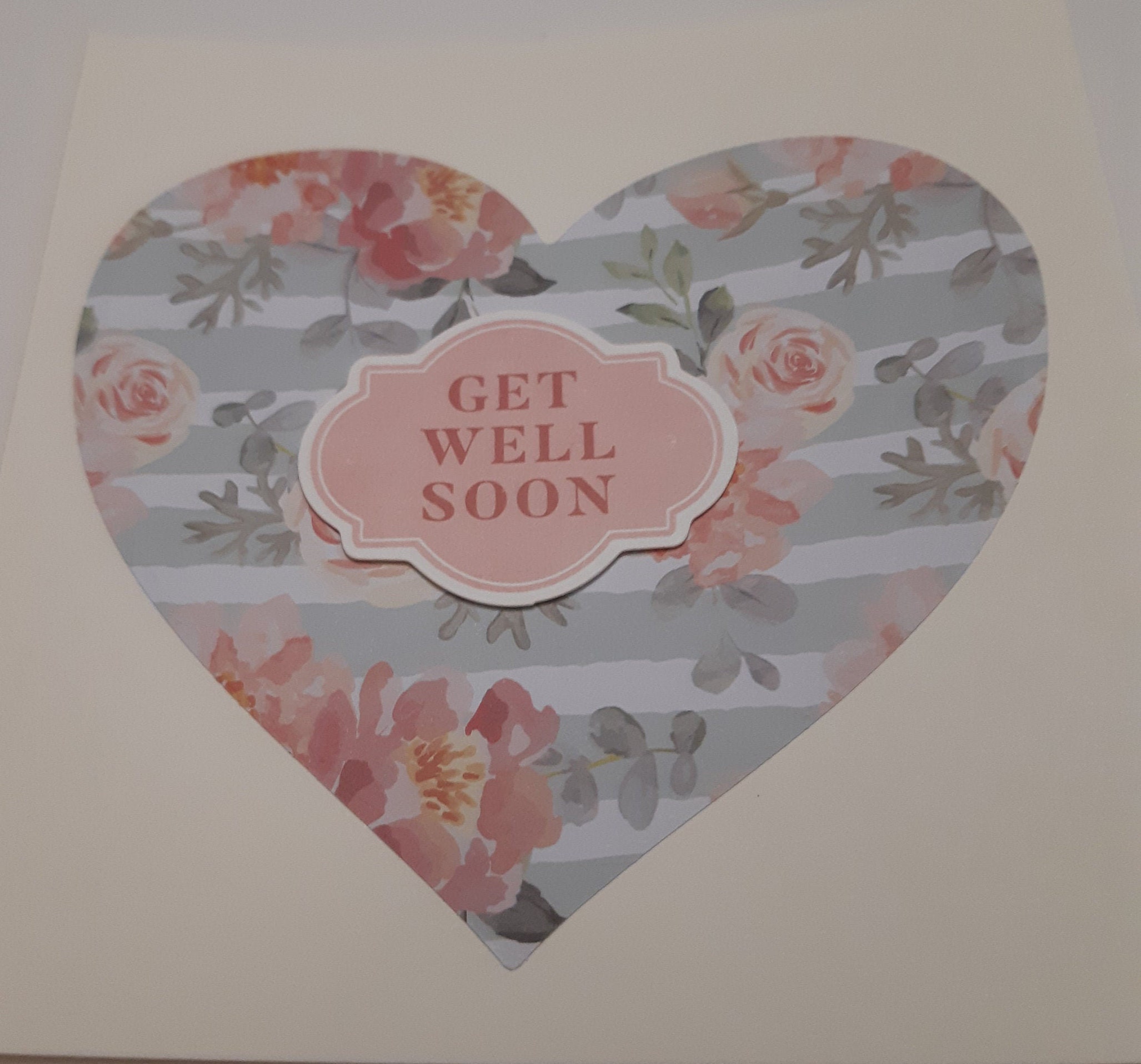 Get well soon flower heart card. | Etsy